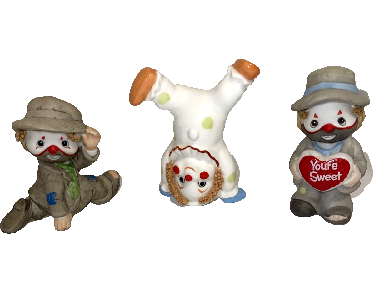 Tumbling Clowns Lot of 3 Enesco Porcelain Parades Circus 3" Kids ...