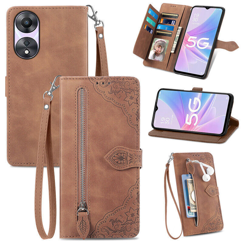 For Oppo Reno 10 10 Pro+ 10 Zipper Leather Magnetic Wallet Card Slot ...