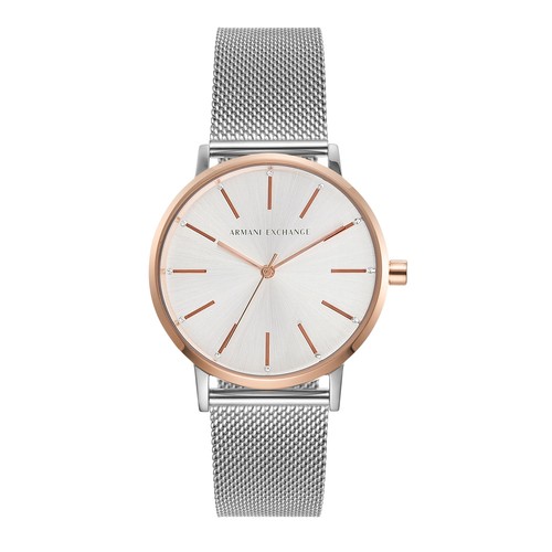 Armani Elegant Silver Watch with Rose Gold Details AX5537 | eBay