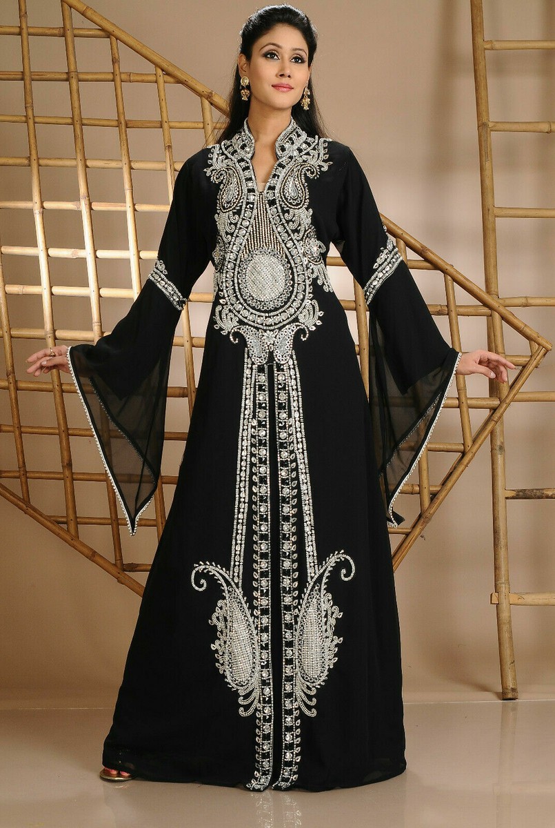 Abaya Hand Black Stone Design
