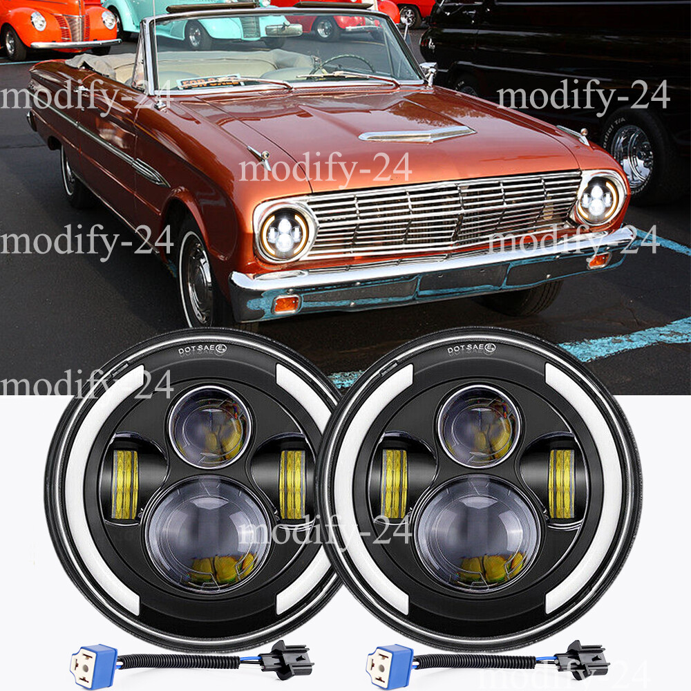1961-1965 Ford Falcon Sedan Delivery 7" Round LED Headlights Hi/Lo Beam ...