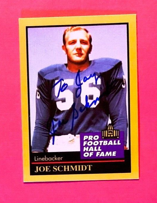 JOE SCHMIDT Pitt Panthers - Detroit Lions 1991 Enor HOF SIGNED ...