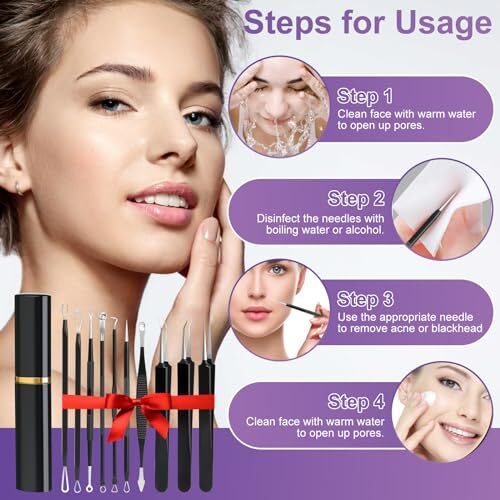 Pimple Popper Tool Kit,10 Pcs Professional Blackhead Remover Comedones ...