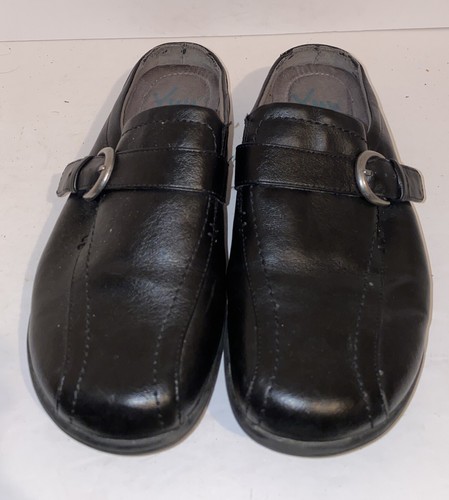 Yuu Shoes Womens 8M Edana Mule Slip On Black Faux Leather Comfort Low ...