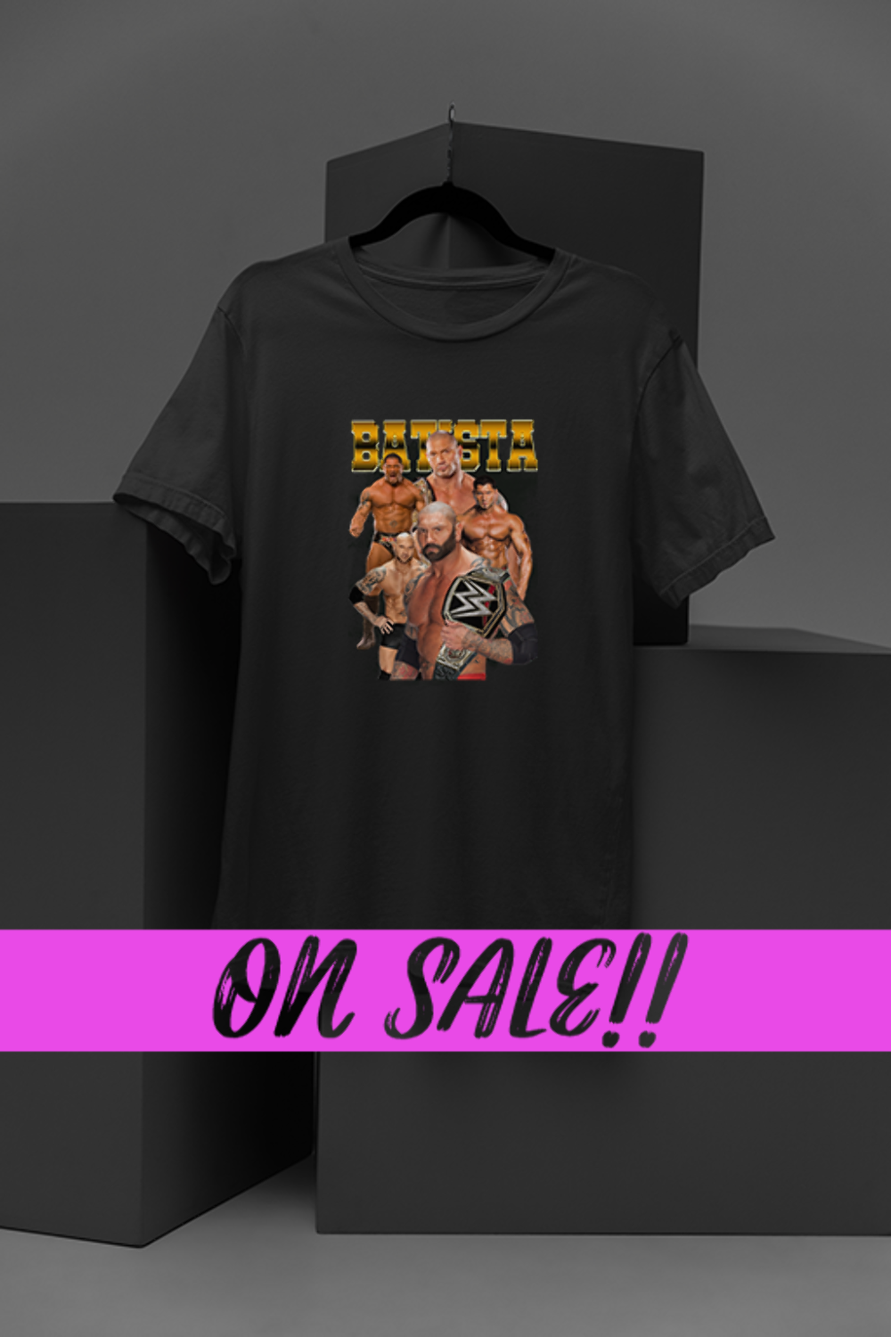 Black Large | Batista WWE Shirt | Evolution Era Wrestler Tee | Batista ...