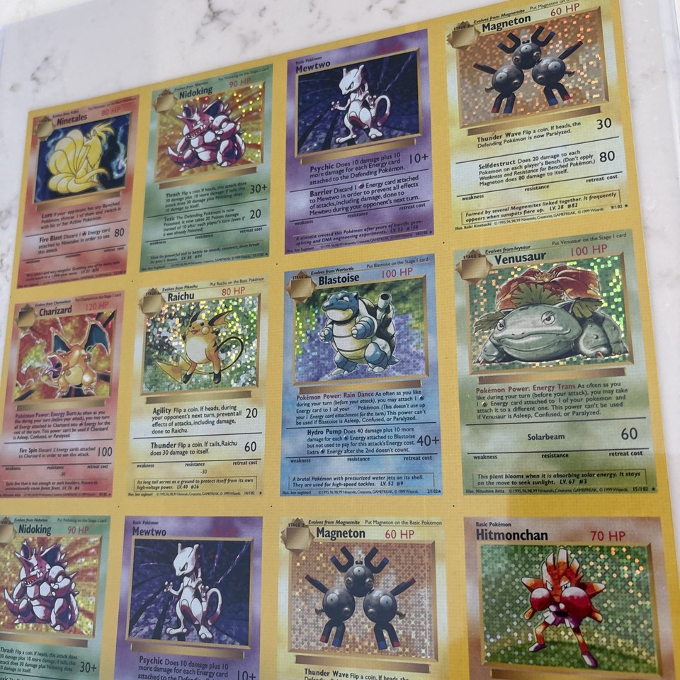 Pokemon Base Set Card Holo Uncut Cropped Sheet (See Description) | eBay