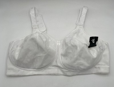 Elila White 1305 Jacquard Full Coverage Softcup Bra Size 44F | eBay