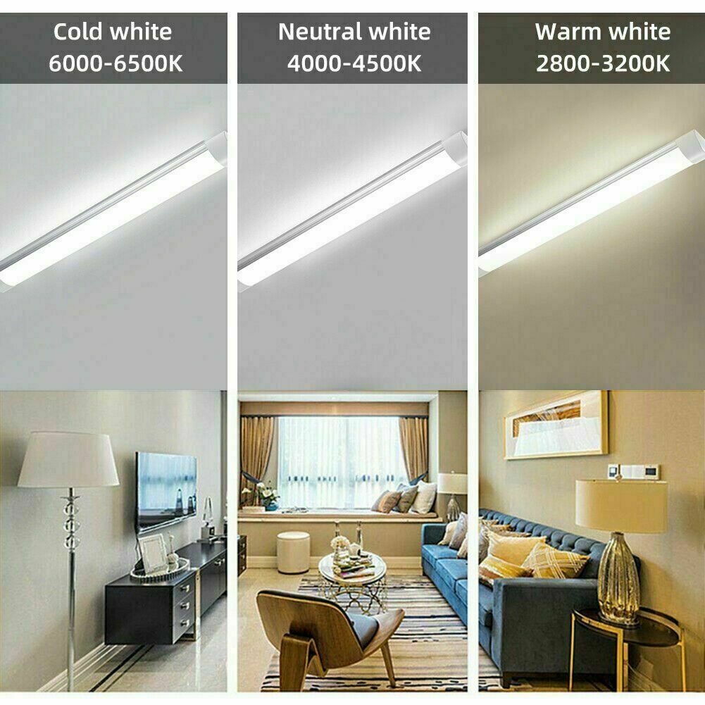 4FT LED Strip Lights Batten Tube Light Office Shop Garage Ceiling Lamp ...