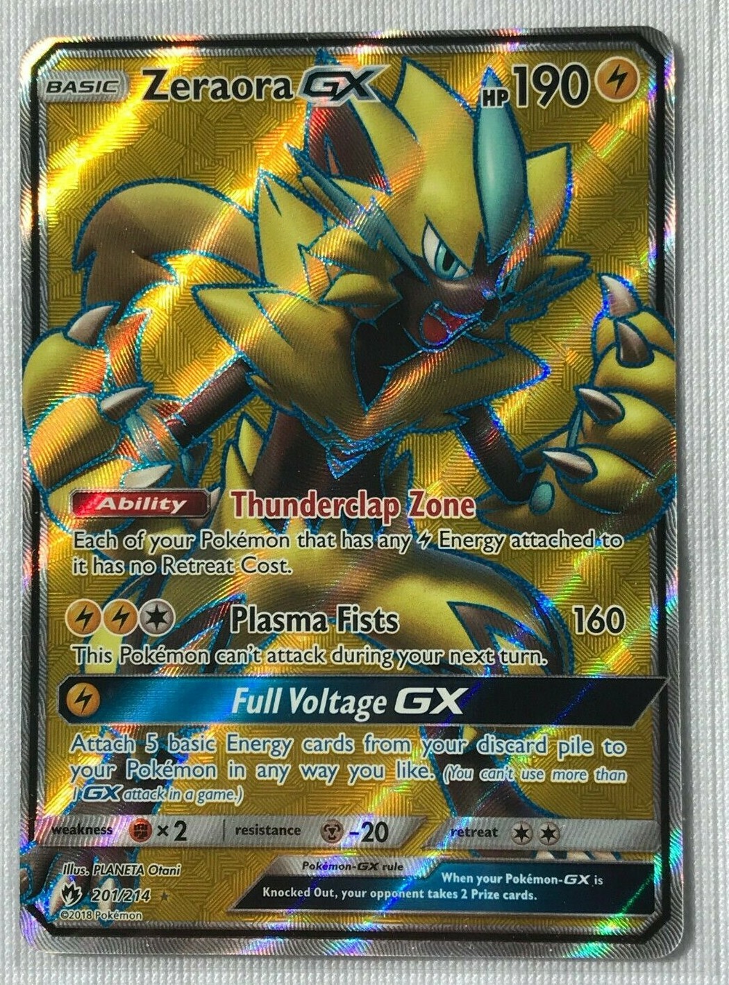 Zeraora GX FULL ART ULTRA RARE 201/214 Pokemon SM Lost Thunder TCG Holo ...