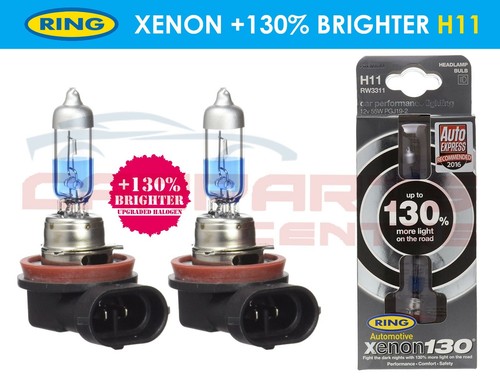 RING XENON 130 H11 CAR HEADLIGHT BULB TWIN PACK - 130% MORE LIGHT ...
