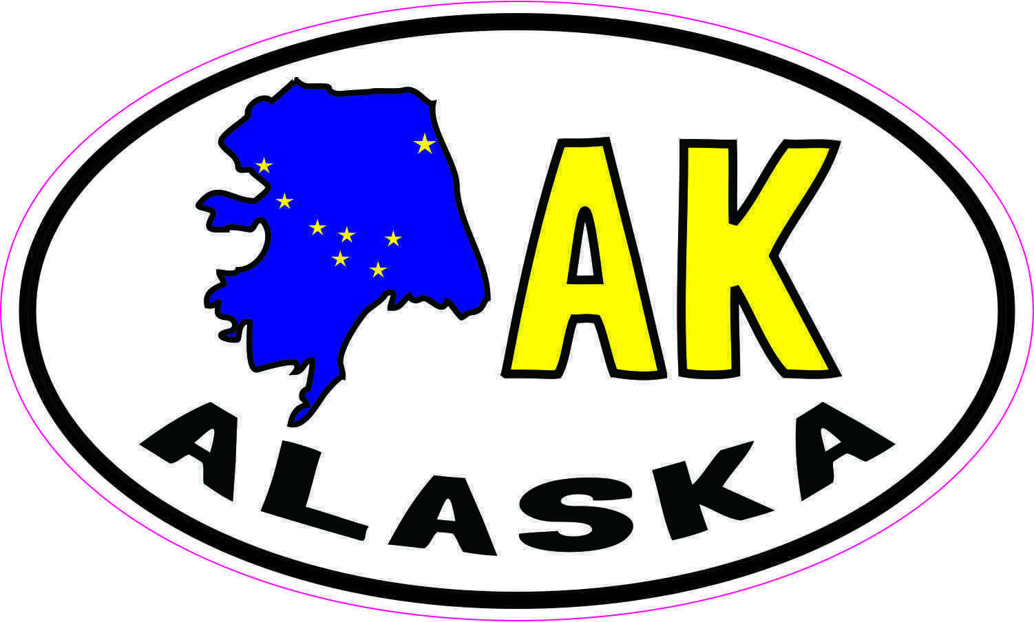 5X3 Oval AK Alaska Sticker Vinyl Luggage Car Truck Bumper Cup Tumbler ...