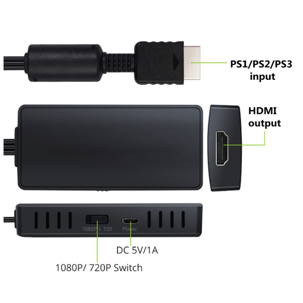 Cable Audio Video Converter PS2 To HDMI Adapter Display Mode HDTV For ...