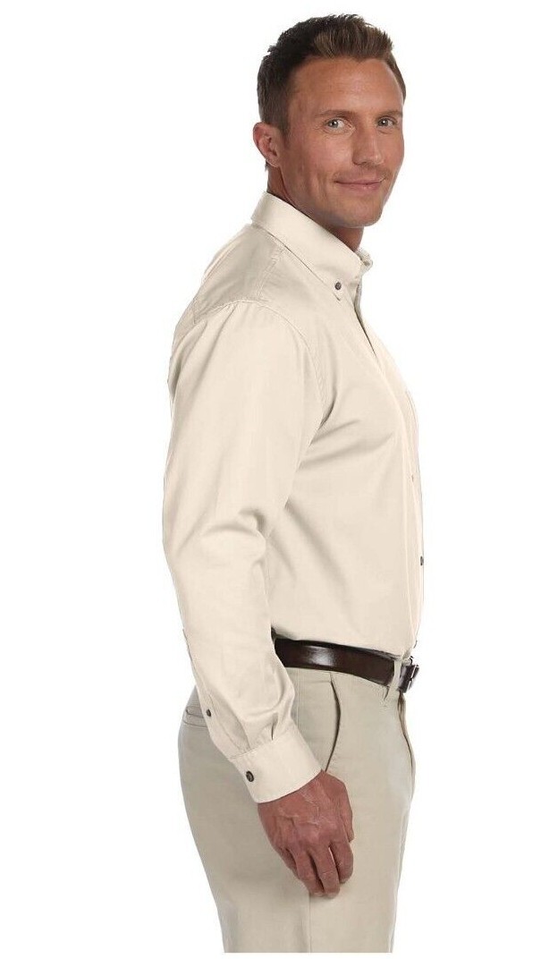Harriton Men's Easy Blend LongSleeve Twill Shirt with Stain Release ...