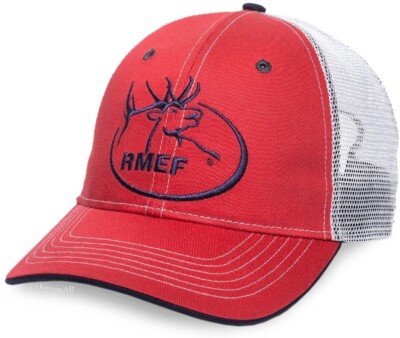 RMEF Red and White Cotton Twill Mesh-Back Cap for Men | eBay