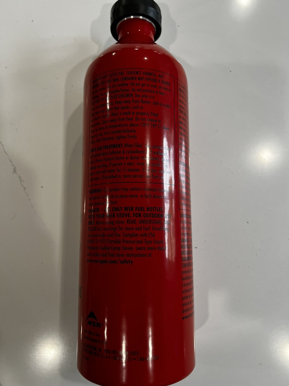 MSR Liquid Fuel Aluminum Bottle Leak Proof Camping 30 Ounce