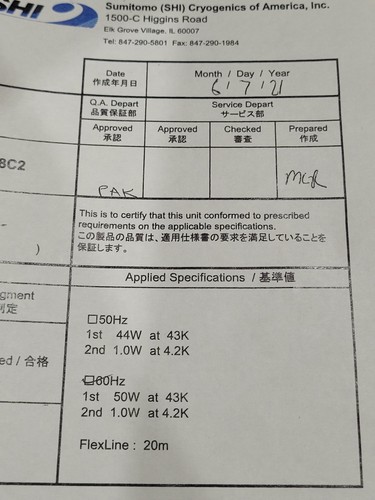 SUMITOMO Cold Head RDK-408C2 Cryocooler | eBay