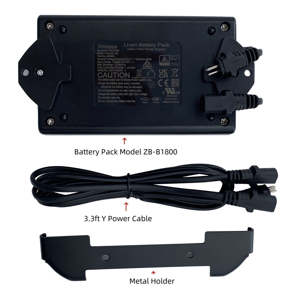 Limoss Akku Battery Pack Power Supply Model ZB-B1800 Kits for Power ...
