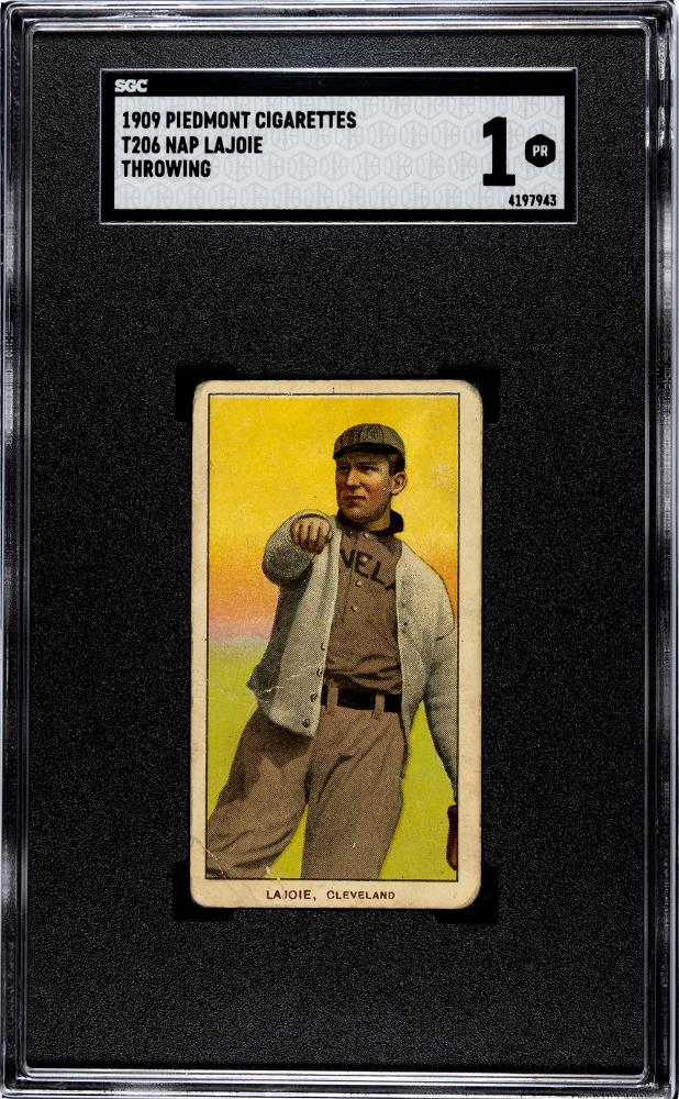 T206 Nap Lajoie Throwing Cleveland SGC 1 Piedmont Back | eBay