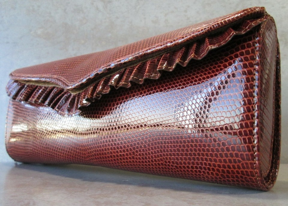 LANA MARKS SIENNA LIZARD CLEOPATRA CLUTCH PURSE/BAG w/ TASSEL,SELF ...