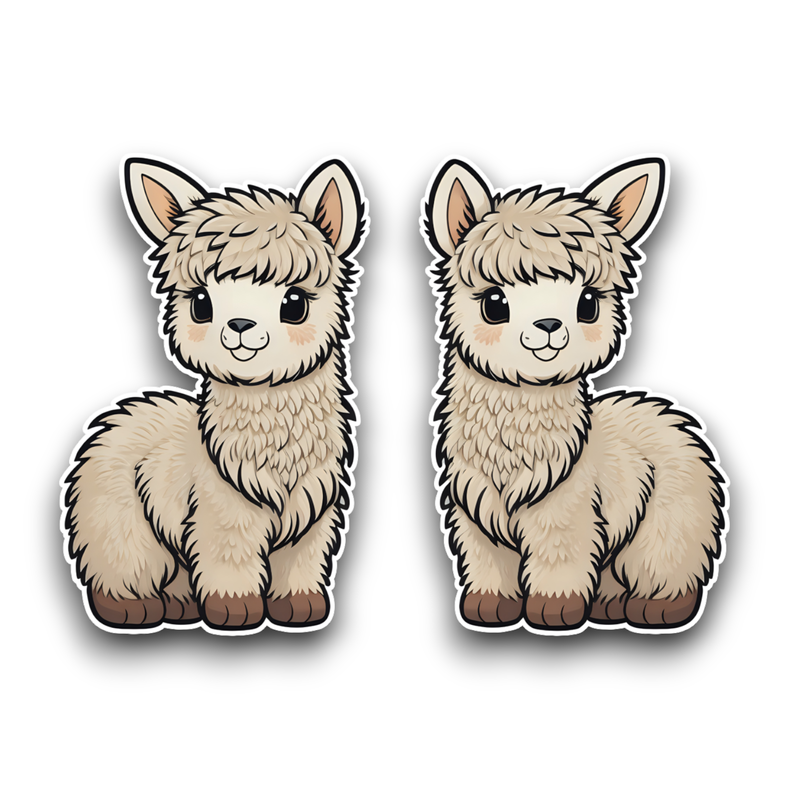 2x Small Cute Alpaca Llama Cartoon Farm Animal Vinyl Sticker Decals ...