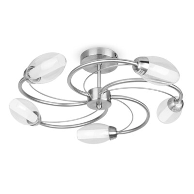 Swirl Ceiling Light Fitting Brushed Chrome Spiral Semi Flush 5 Way LED ...