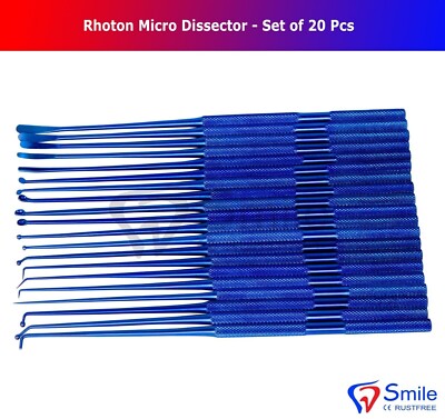 Rhoton Micro Dissector Expanded Blue 20 PCS Set Plasma Coating Titanium ...