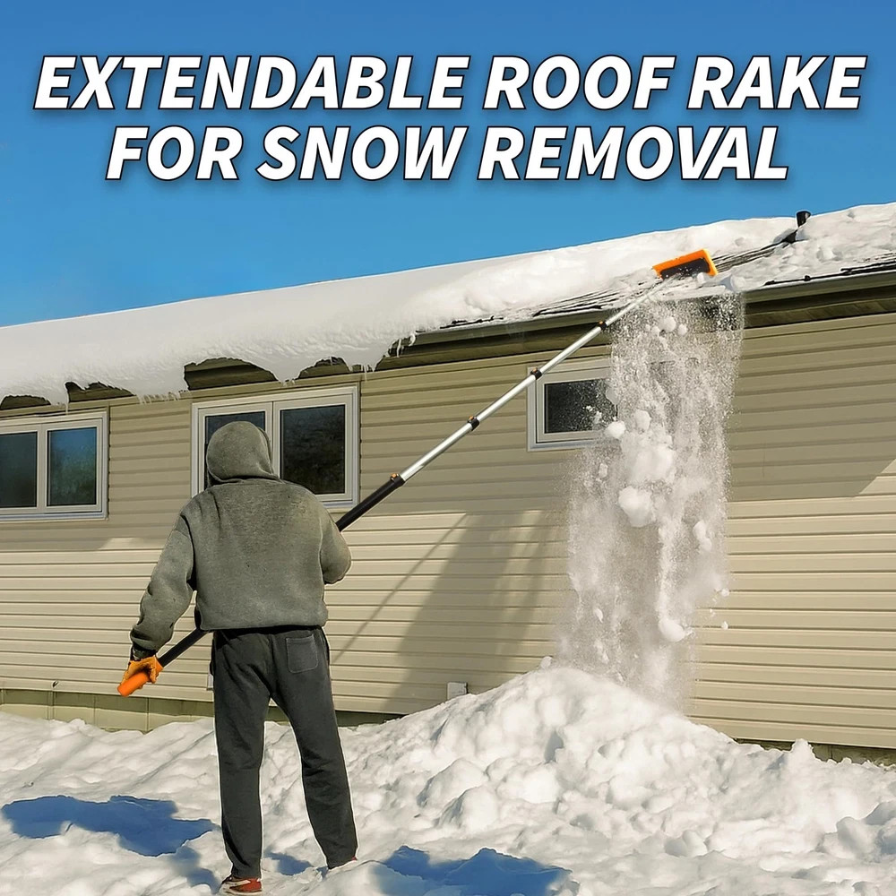 5-24 ft Telescoping Snow Roof Rake // High Reach Solar Panel Snow ...