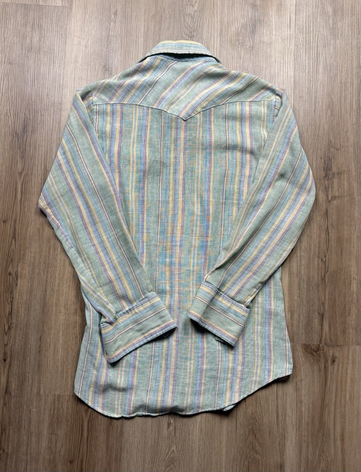 VINTAGE Lee Rockabilly Snap Shirt Size Small Made in USA Striped Long ...