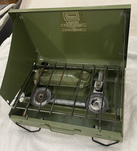 Vintage Sears Coleman 2 Burner Gas Camp Stove Model 476 72244 Green | eBay