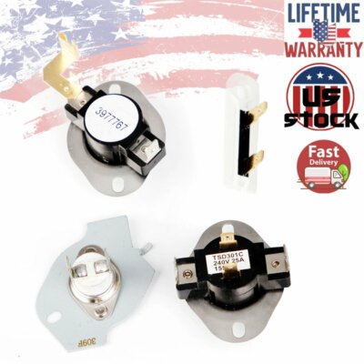 DRYER THERMOSTAT FUSE KIT FOR WHIRLPOOL KENMORE 3977767 3392519 3387134 ...