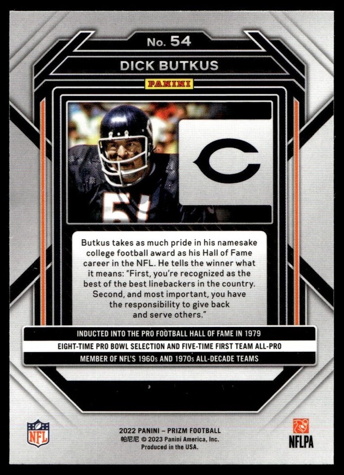 2022 Panini Prizm Dick Butkus Chicago Bears #54 | eBay