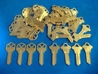 50 PC LOCKSMITH KEY BLANK ASST KW1 & SC1 FITS KWIKSET & SCHLAGE BRASS ...