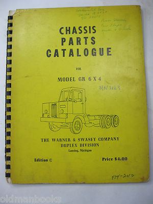 GRADALL GR 6 X 4 DUPLEX CHASSIS PARTS CATALOG MANUAL WARNER SWASEY | eBay