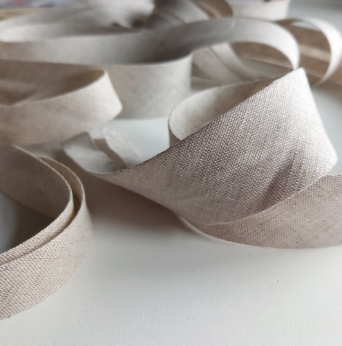 Beige Natural Bias Binding Fold Over Tape Linen Cotton Blend - 18mm ...
