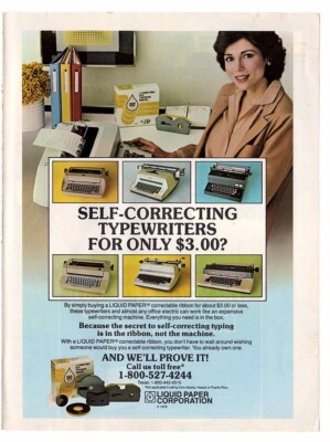 Vintage 1970s mag print ad LIQUID PAPER CORPORATION typewriter office ...