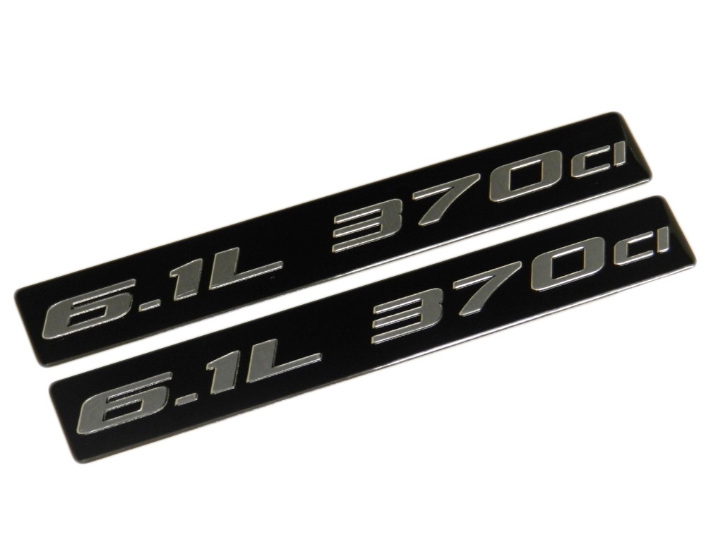 6.1 370CI HEMI Engine Aluminum Emblems Silver Black for Chrysler Dodge ...