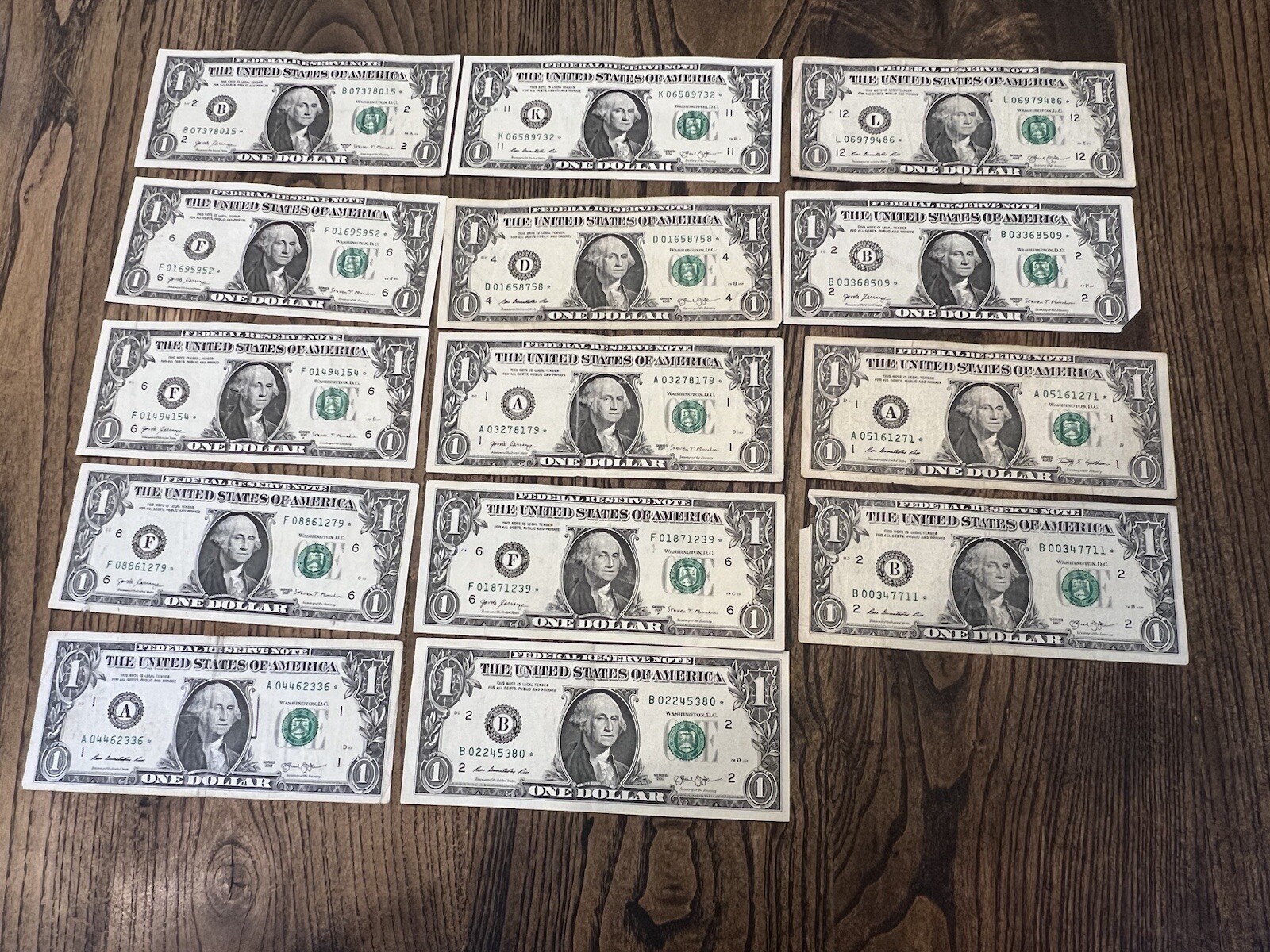 (14x) Various Years $1 Dollar Star Notes, Bills Low Serial Numbers ...