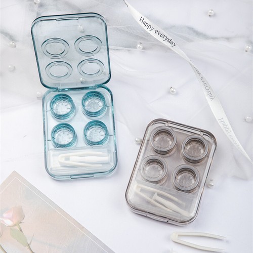 2 Pair Contact Lenses Box Mini Clear Portable Contact Lens Case With ...