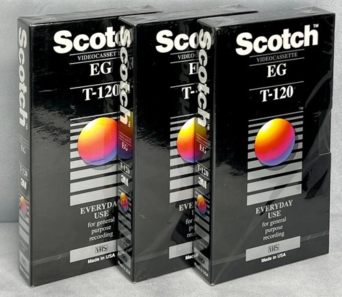 Lot Of 3 Scotch Video Cassettes EG 6 Hr VHS T120 New Sealed! | eBay