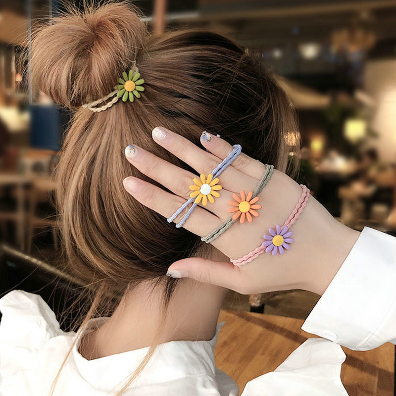Elastic Rubber Band Hair Accessorie Flower Hair Tie Hair Ring Ponytail ...