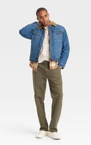 Goodfellow & Co Men's Faux Shearling Lined Denim Trucker Jacket - Blue ...