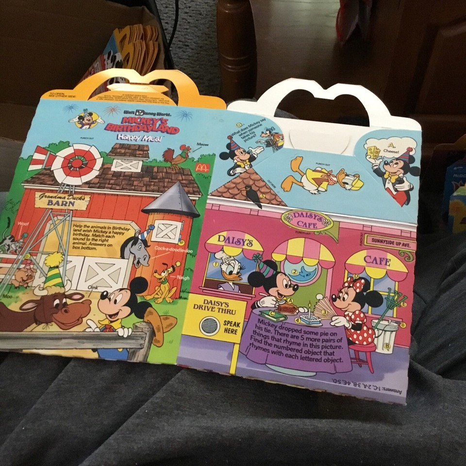 1988 Disney’s Mickeys Birthdayland McDonalds Happy Meal Box “Daisy's ...