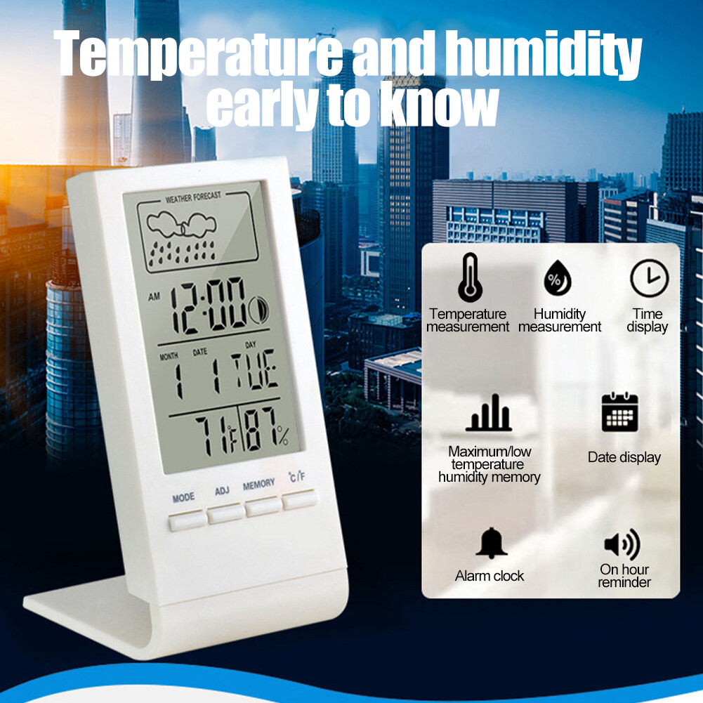 LCD Display Desktop Temperature Humidity Indoor Monitor Thermometer ...