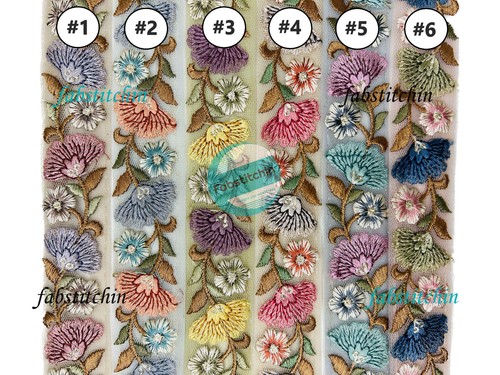 9 Yards Multicolor Embroidered Sari Border Lace Trim Ribbons for Bow ...