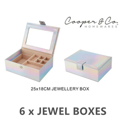 6x Silver Jewel Box 25x18CM Jewelry Storage Case Leather Gift Compartment Tray | eBay Australia