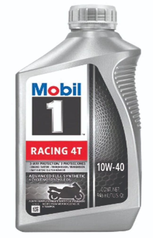 Mobil 1 Racing 4T Motorcycle Full Synthetic Engine Oil 10W-40 1 Quart 3 ...