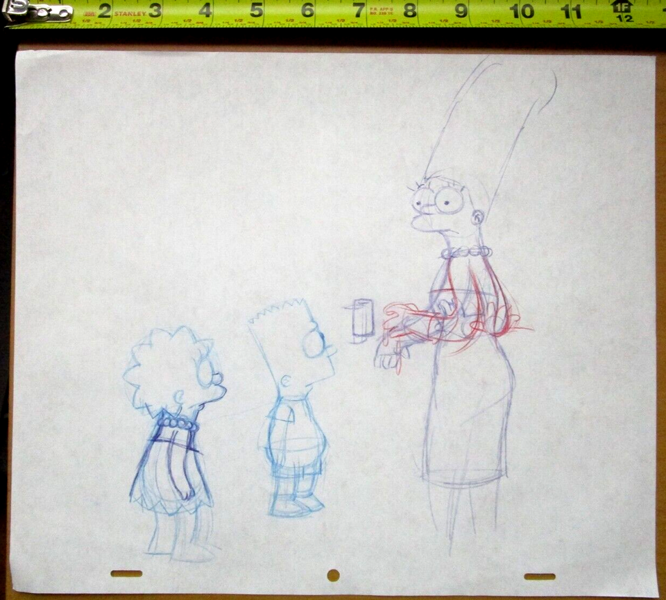 1990's SIMPSONS FOX Walt Disney ORIGINAL PRODUCTION cel LAYOUT DRAWING ...