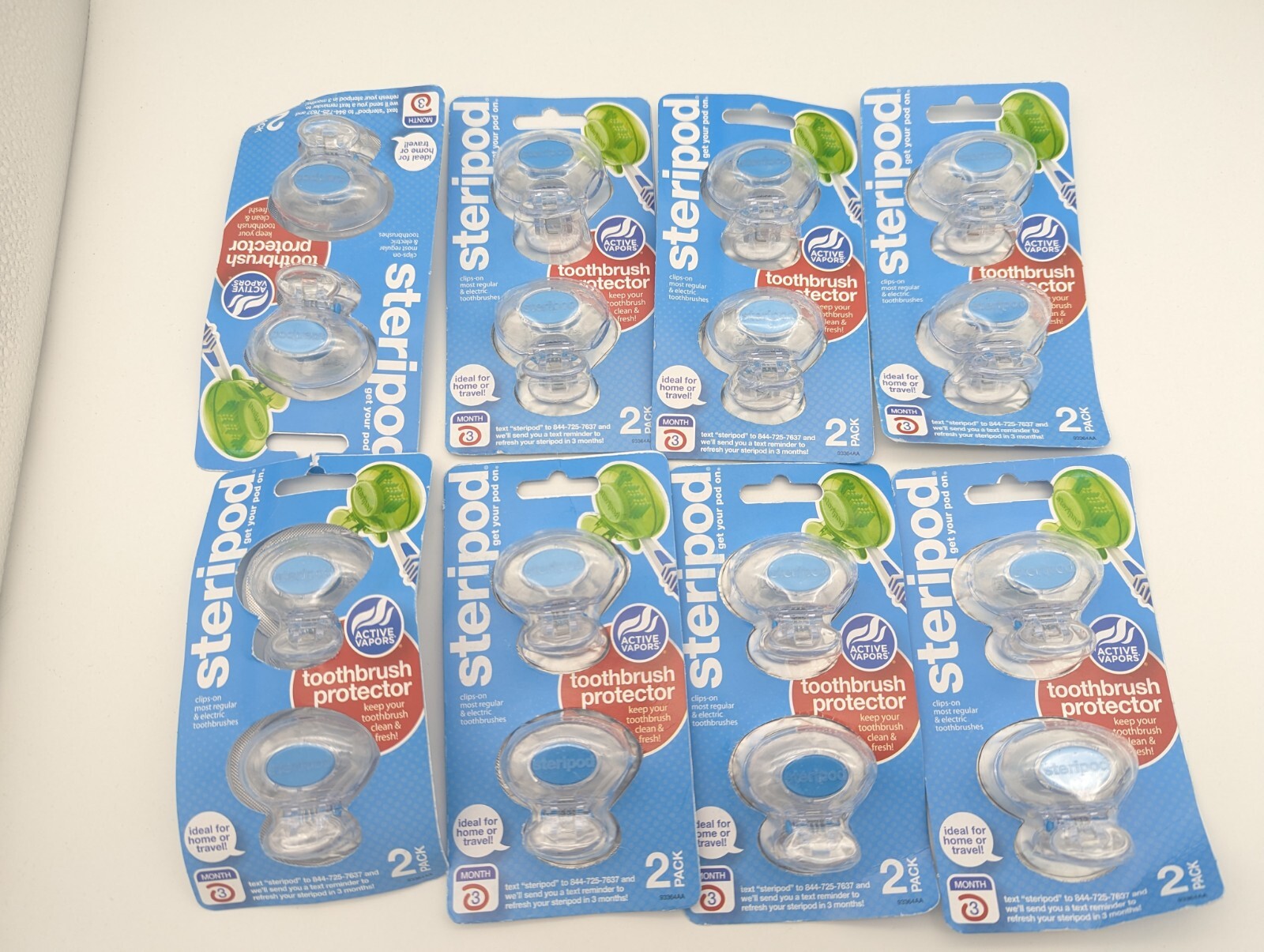 Steripod Clip-On Toothbrush Protectors Clear Bulk Lot of 8 Packs,=16 ...