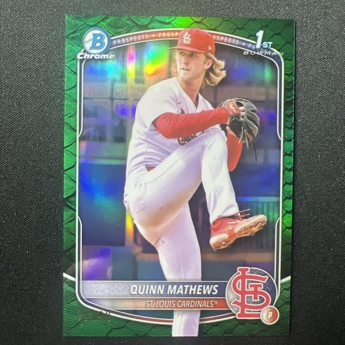 2025 1st Bowman Chrome Quinn Mathews 19/99 Green Reptilian Refractor # ...