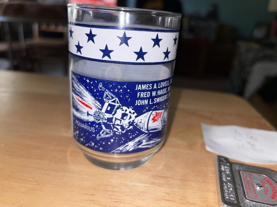Vintage NASA Apollo 13 Moon Space Mission Drinking Glass Astronaut 1970 ...